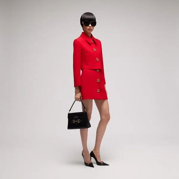 Gucci Crêpe Wool Skirt With Double G Buttons