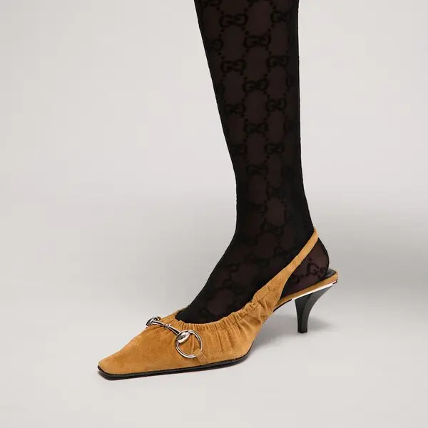 Gucci Vittoria Slingback With Elastic Suede