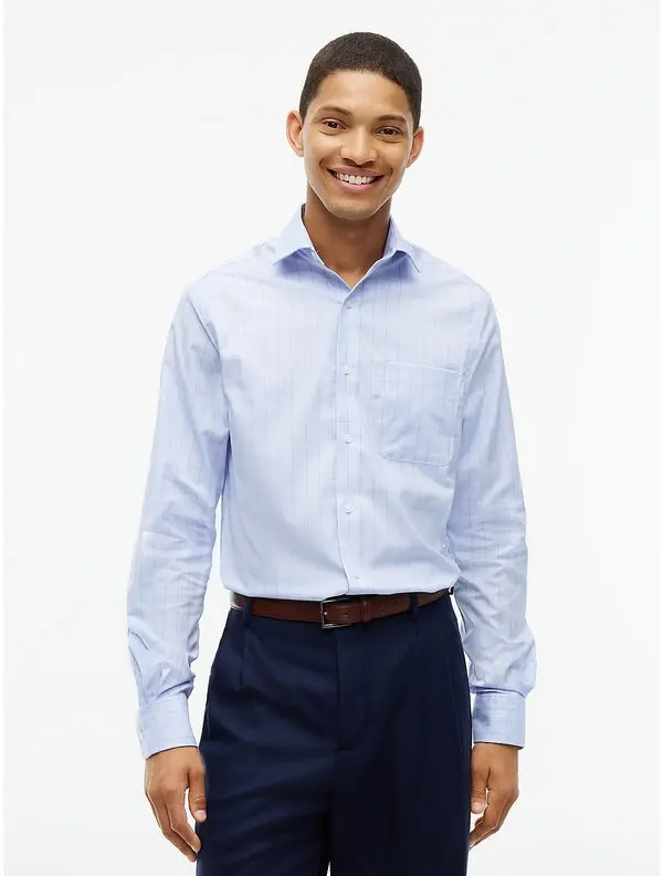 Tommy Hilfiger Regular Fit Plaid Thflex Dress Shirt 15/34 - Green