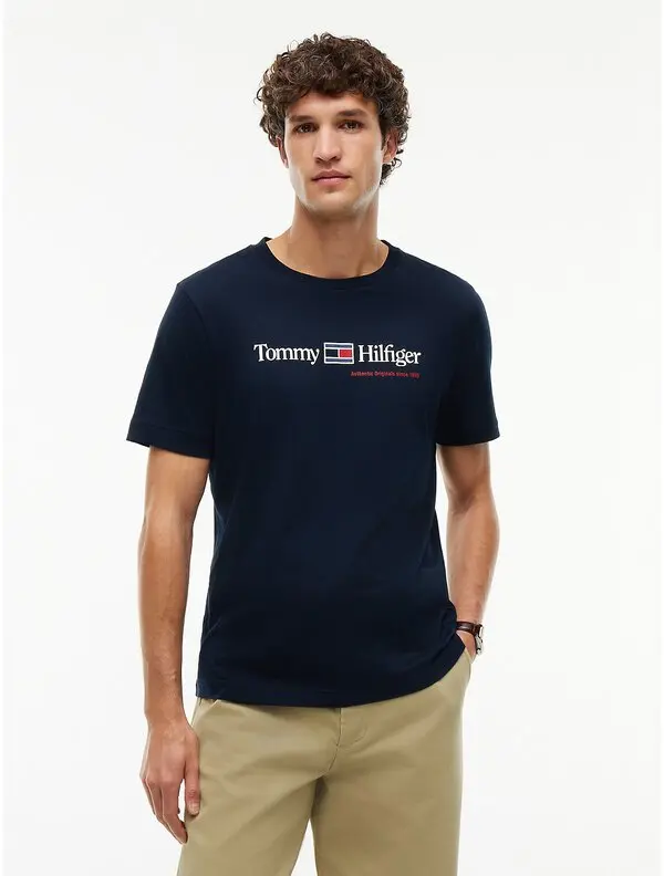 Tommy Hilfiger Hilfiger Flag Logo T-shirt - Navy Blue