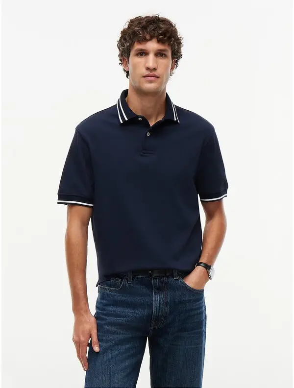 Tommy Hilfiger Regular Fit Foulard Jacquard Polo - Navy Blue