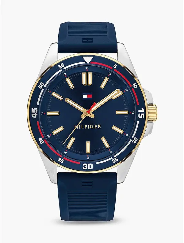 Tommy Hilfiger 44mm Silicone Strap Casual Nautical Watch - Navy