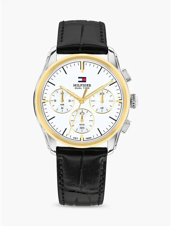 Tommy Hilfiger 38mm Leather Strap Dual-time Nyc Watch - White