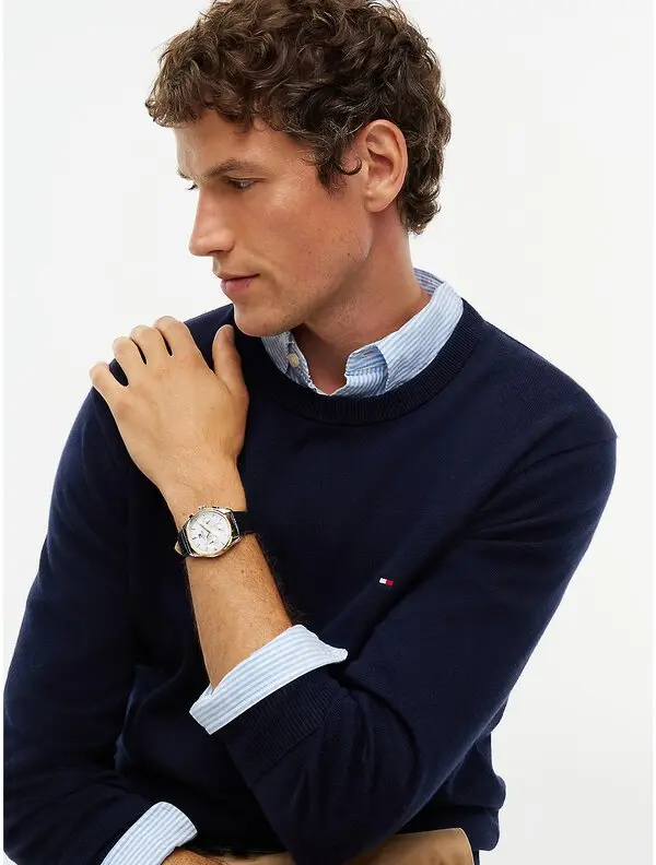 Tommy Hilfiger 38mm Leather Strap Dual-time Nyc Watch