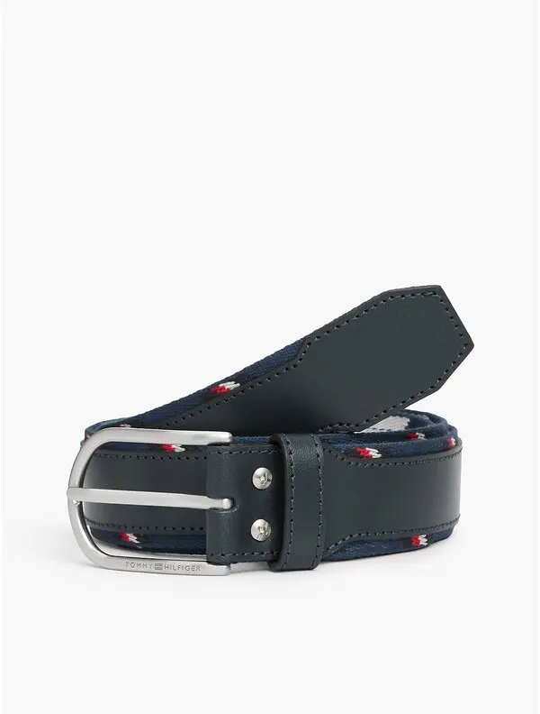 Tommy Hilfiger Archive Round Buckle Leather Belt - Space Blue