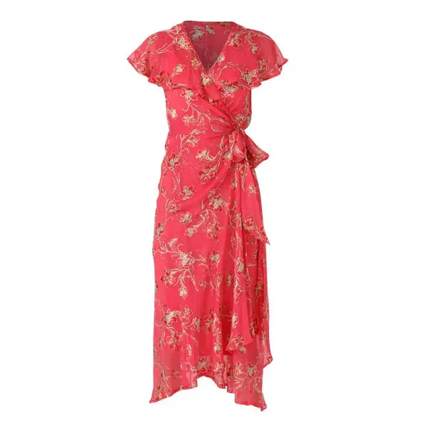 SACHA DRAKE Eleanor Wrap Dress In Floral - Pink