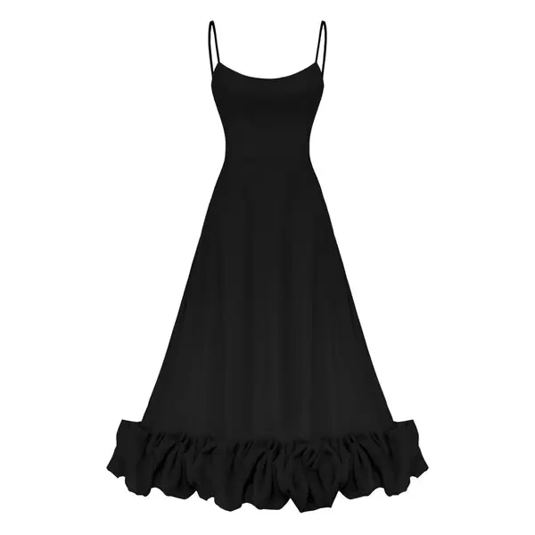 POST MERIDIEM Flounce Bustier Midi Dress - Black