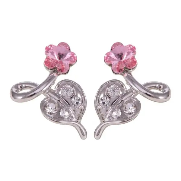 MODENAIRE Flower Crystal Drop Earrings For