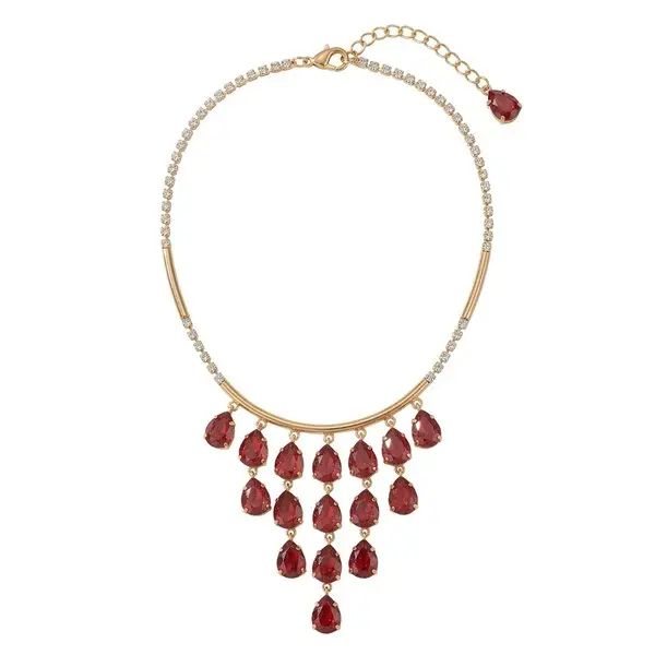 MODENAIRE Gold Tone Apple Crystal Necklace And Earring Set