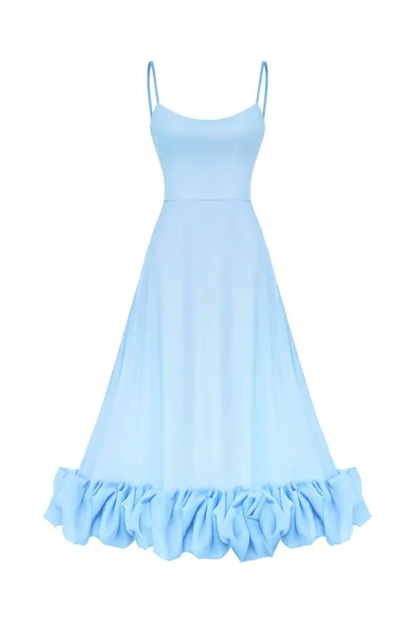 POST MERIDIEM Flounce Bustier Midi Dress