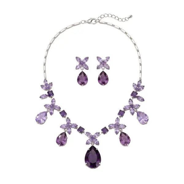 MODENAIRE Elegant Crystal Necklace And Earrings Set