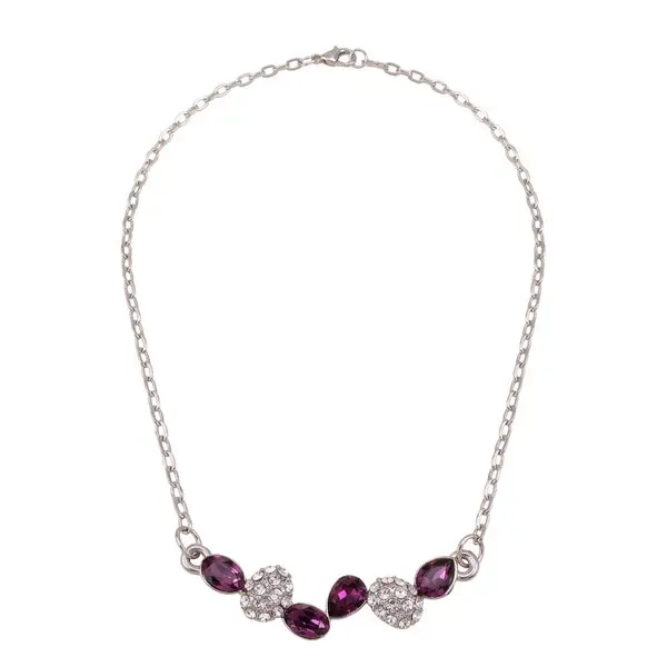 MODENAIRE Amethyst Crystal Drop Pendant Necklace