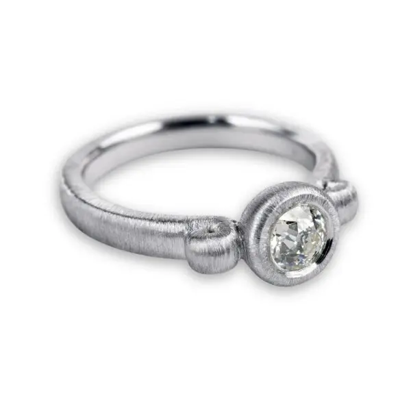 ADRIAN ASHLEY Old European-cut Diamond Platinum-coated Recycled Ring - Silver