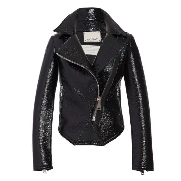 N'ONAT Metro Vegan Leather Biker Jacket - Black