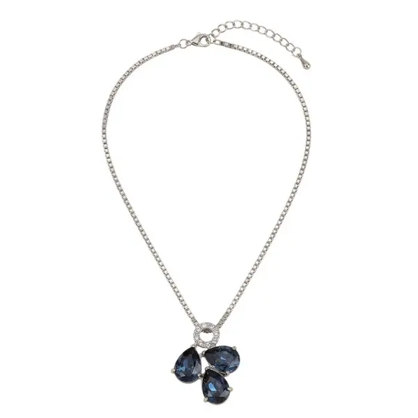 MODENAIRE Sapphire Teardrop Trio Cluster Pendant Necklace