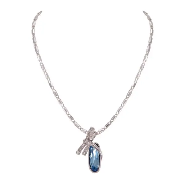 MODENAIRE Dragonfly Egg Crystal Pendant Necklace - Blue