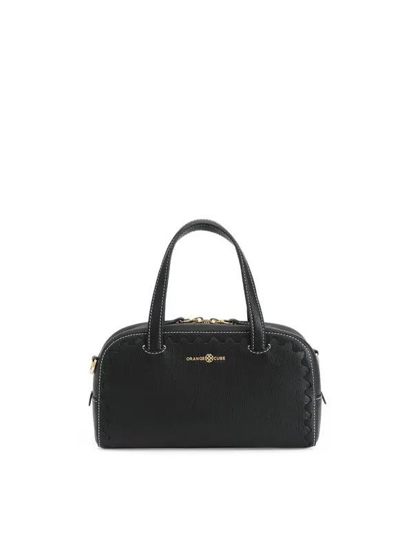 ORANGE CUBE Mosaic Boston Hand Bag - Black