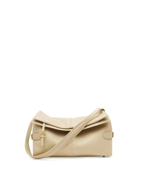 ORANGE CUBE Fantina Folded Hobo Bag Almond Beige - White