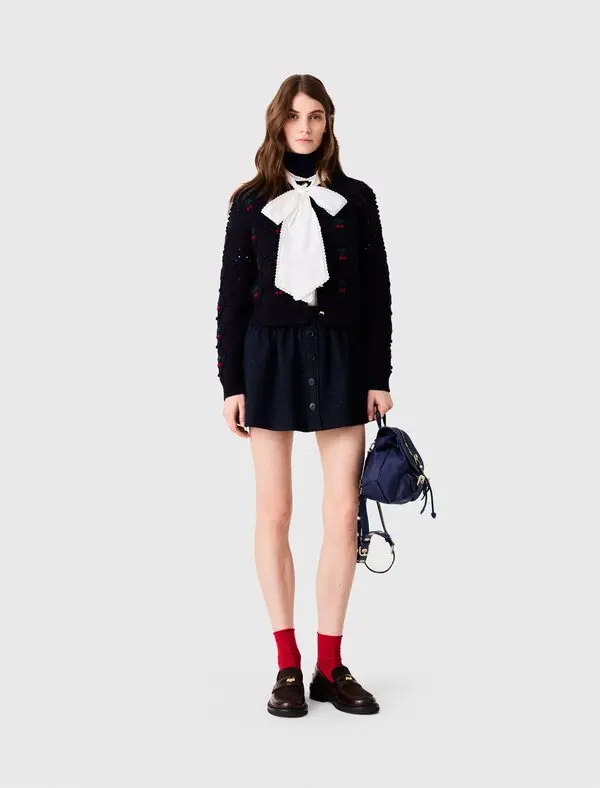 Maje Embroidered Cherry Cardigan