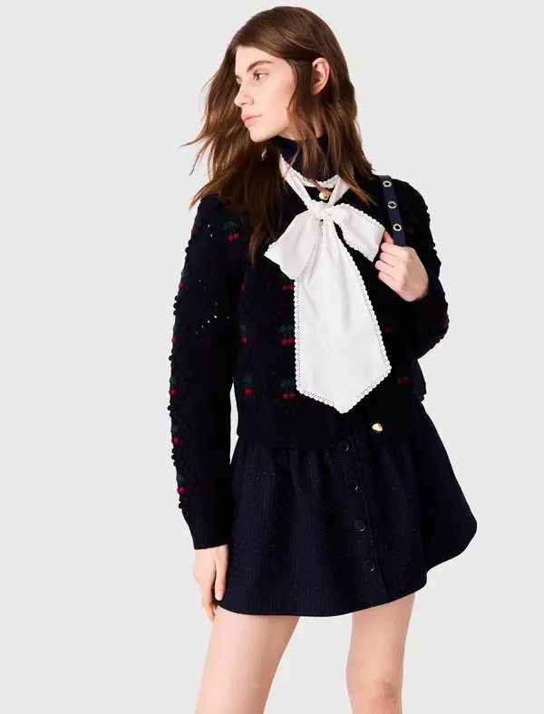 Maje Embroidered Cherry Cardigan