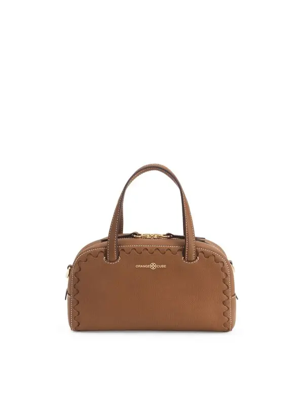 ORANGE CUBE Mosaic Boston Hand Bag Walnut - Brown