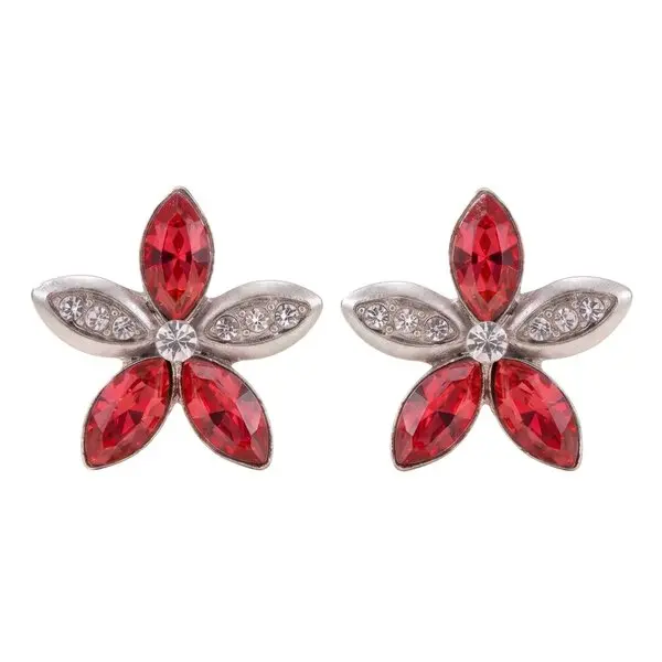 MODENAIRE Elegant Crystal Flower Stud Earrings
