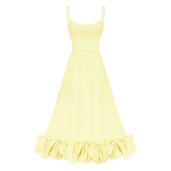 POST MERIDIEM Flounce Bustier Midi Dress - Yellow