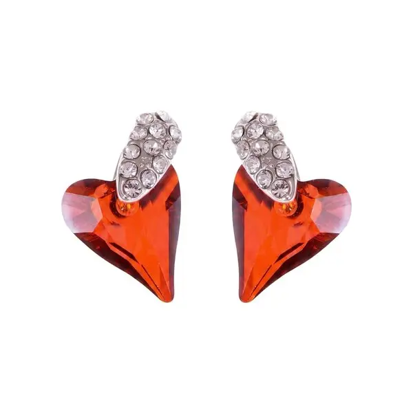 MODENAIRE Dangle Crystal Heart Earrings With Rhinestone Accent