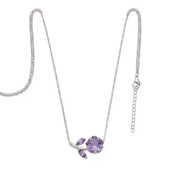 MODENAIRE Crystal Daisy Flower Pendant Necklace - Purple