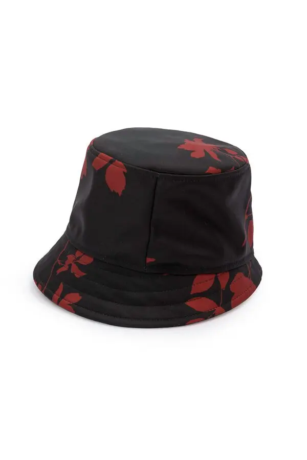 RAINSISTERS Elegant Floral Print Bucket Hat - Black