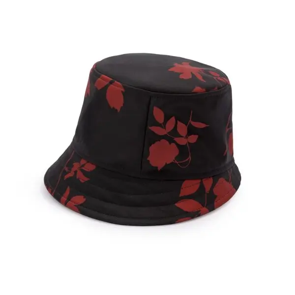 RAINSISTERS Elegant Floral Print Bucket Hat - Black