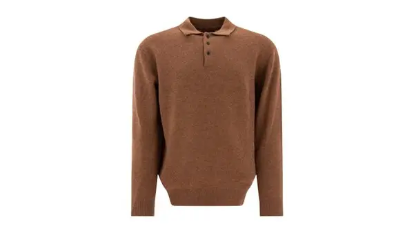 BEAMS Wool Polo Shirt Sweater - Brown