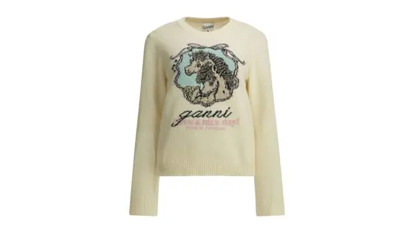 GANNI Horses Crewneck Sweatshirt Sweater
