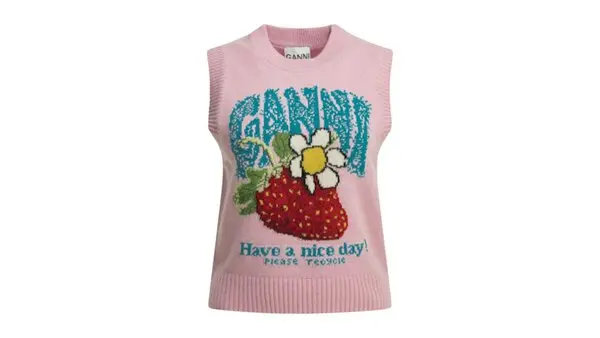 GANNI Strawberry Knit Vest