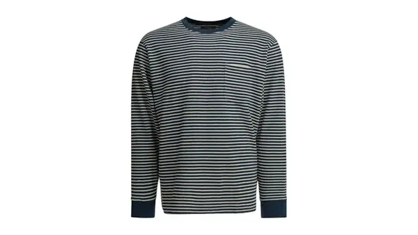 BEAMS Striped Crewneck Sweat-shirt T-shirt - Blue