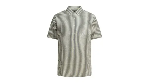 BEAMS Casual Cotton Seersucker Shirt - Light Blue