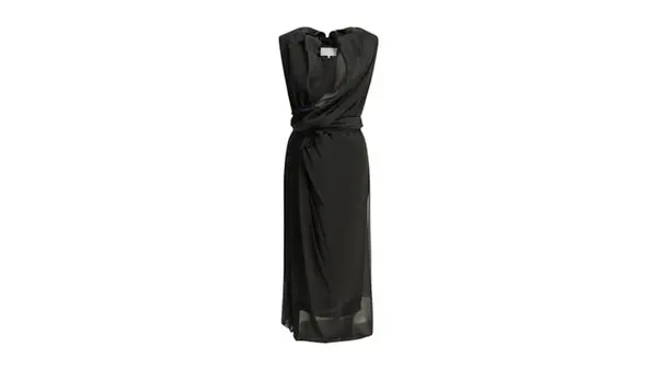 MAISON MARGIELA Draped Silk Midi Dress - Black