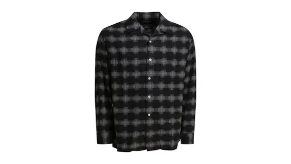 BEAMS Satin Plaid Check Shirt - Black