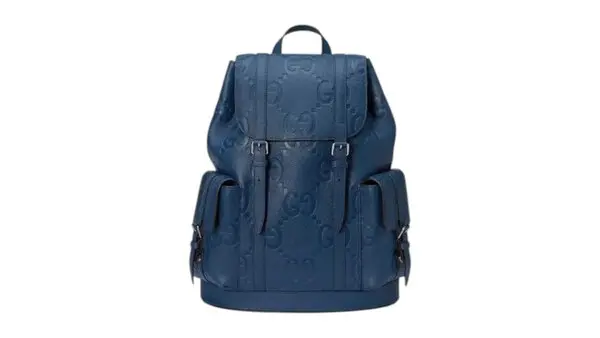 Gucci Gg Jumbo Logo 625770 Aabzf 4241 Leather Backpack - Navy Blue