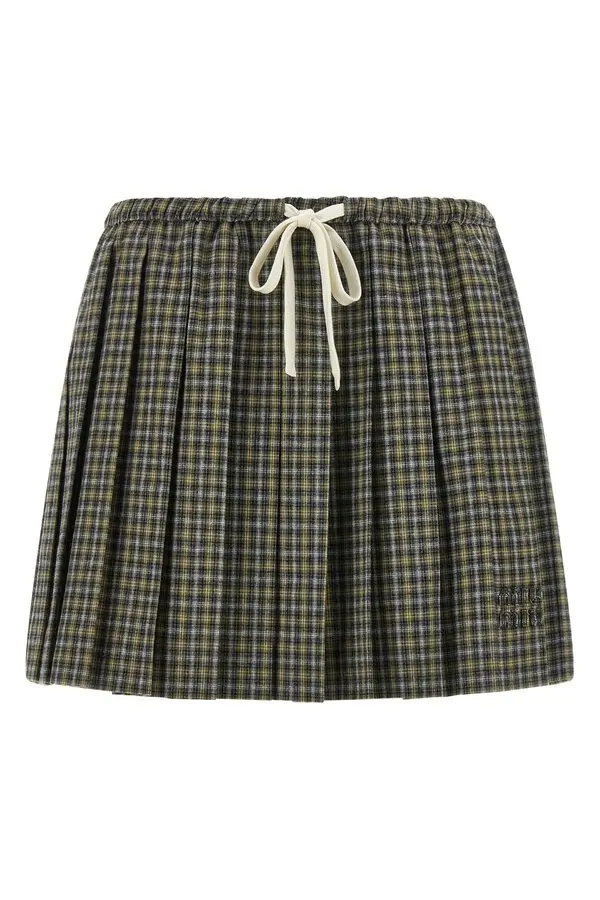 Miu Miu Pleated Tartan Mini Skirt