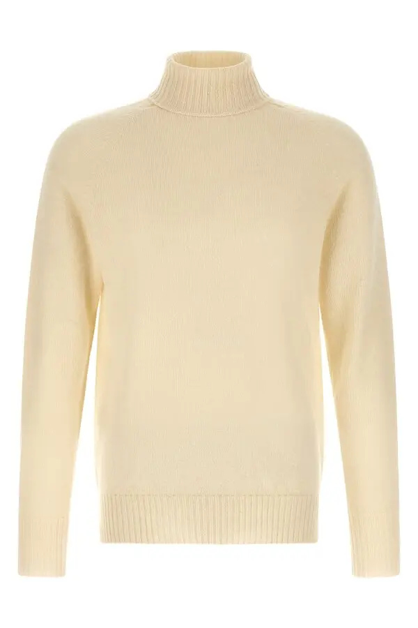 MA'RY'YA High Neck Sweater With Slits - White