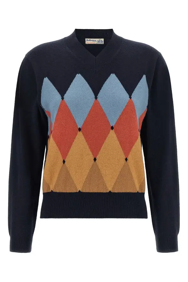 BALLANTYNE Argyle' V-knit - Blue