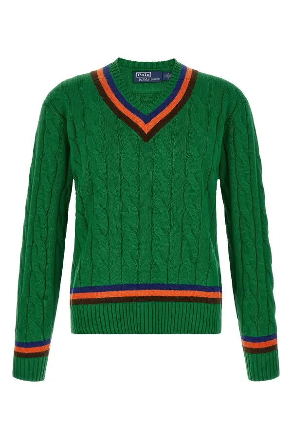 Polo Ralph Lauren V-neck Cable Knit Sweater - Green