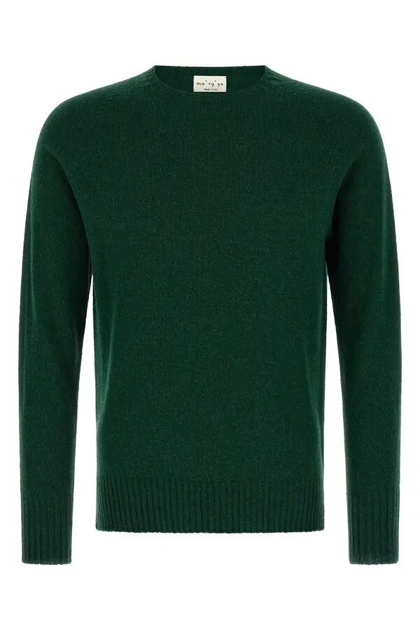 MA'RY'YA Crew-neck Sweater With Slits - Green