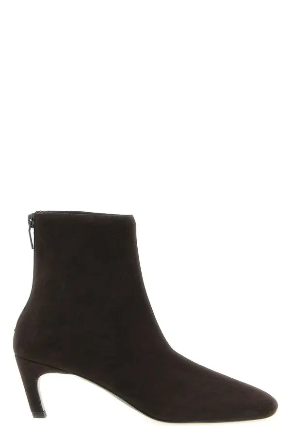 TOTEME Suede Ankle Boots With Kitten Heel - Brown