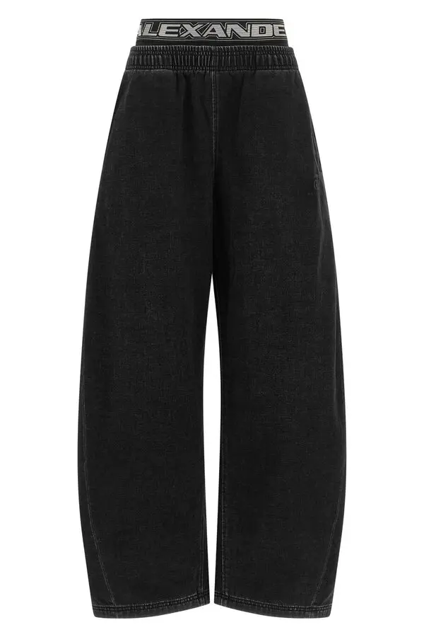 Alexander Wang Wide Leg Denim Pants - Black