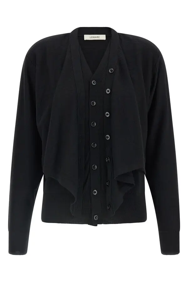 LEMAIRE Trompe L'oeil Construction Cardigan - Black