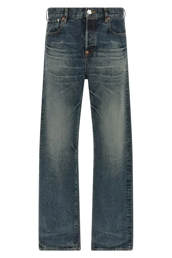 Kenzo Boke Flower Button Straight Leg Jeans - Blue