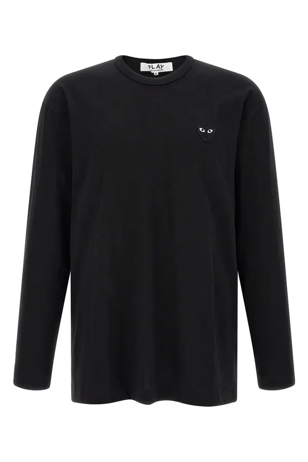 Play Comme Des Garcon Heart Patch Long Sleeve T-shirt - Black