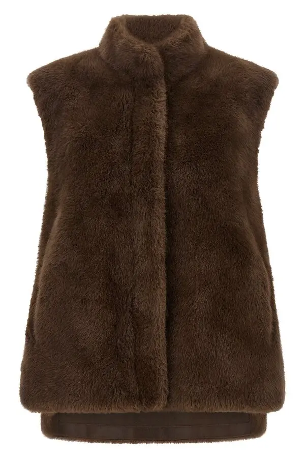 LOU ANDREA Eco-fur Vest - Brown